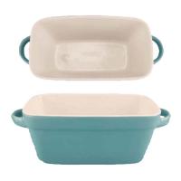 China Classic Green Ceramic Deep Baking Tray Nordic Style Nontoxic for sale