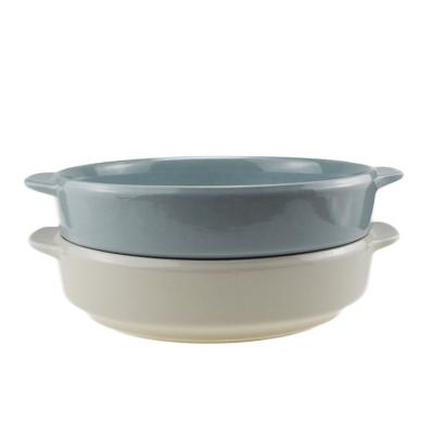 China Customizable Ceramic Round Baking Pan 10 Inch Oven Safe Dishwasher Microwave for sale