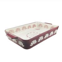 China Customizable Stoneware Baking Pan Rectangle Oven Tray 500°F Microwave Safe for sale