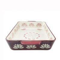 China Customizable Stoneware Baking Pan Rectangle Oven Tray 500°F Microwave Safe for sale