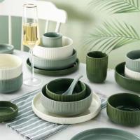 China Custom Embossed Relief Ceramic Dinner Plate Sets OEM 1000 Sets MOQ Microwave Safe for sale