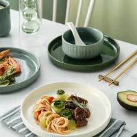 China Custom Embossed Relief Ceramic Dinner Plate Sets OEM 1000 Sets MOQ Microwave Safe for sale