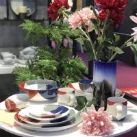 China Custom Ceramic Tableware Set Hand Drawn Plate Bowl Mug 1000 Set MOQ for sale
