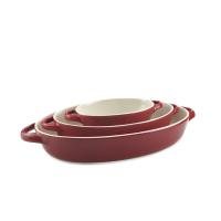 China Oval Ceramic Bakeware Set 3-Piece Baking Pan Dishwasher Microwave Safe 17.5-33.5cm for sale