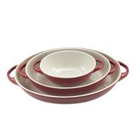 China Oval Ceramic Bakeware Set 3-Piece Baking Pan Dishwasher Microwave Safe 17.5-33.5cm for sale