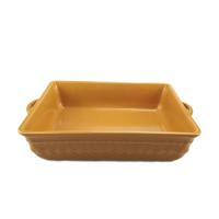 China Nordic Yellow Ceramic Baking Dish Stoneware Large Size for sale
