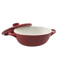China Red Glazed Small Oval Ceramic Casserole Dish With Lid for sale