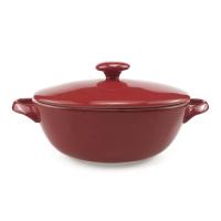China Red Glazed Small Oval Ceramic Casserole Dish With Lid for sale