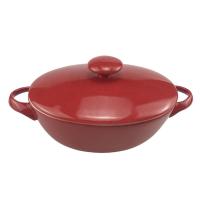 China Red Glazed Small Oval Ceramic Casserole Dish With Lid for sale