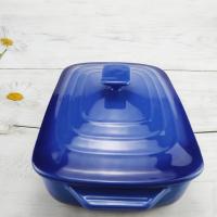 China Blue Glazed Non Stick Binaural Ceramic Casserole Cookware For Restaurant for sale