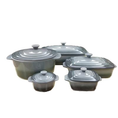 China Custom Ceramic Casserole Cookware Set OEM Microwave Dishwasher Safe 1000 Sets MOQ for sale