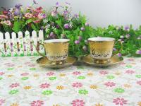 China European Electroplated Ceramic Coffee Cup And Dish Set Tea Cup Gift for sale