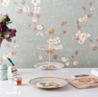 China Nordic Creative Three Tier Ceramic Dessert Plate Gold Plated for sale