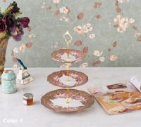 China Nordic Creative Three Tier Ceramic Dessert Plate Gold Plated for sale