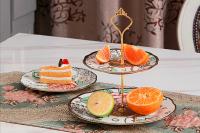 China European Three Layer Ceramic Fruit Plate Gold Plated For Export for sale