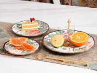 China European Three Layer Ceramic Fruit Plate Gold Plated For Export for sale
