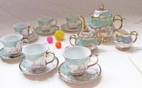 China Custom Hand Painted Gold Rim Ceramic Coffee Cups Water Pot Set 1000 MOQ for sale