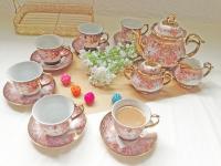 China Custom Hand Painted Gold Rim Ceramic Coffee Cups Water Pot Set 1000 MOQ for sale