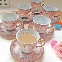 China Custom Hand Painted Gold Rim Ceramic Coffee Cups Water Pot Set 1000 MOQ for sale