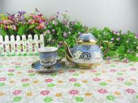 China European Plated Decal Ceramic Relief Cold Water Kettle and Tea Cup Set Custom Size 1000 Set MOQ for sale