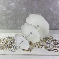 China Embossed European White Ceramic Three Layer String Plate Fruit Cake Rack for sale