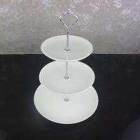 China European White Glazed Ceramic Fruit Plate Three Layer Multi Tier Serving Tray Custom Size for sale