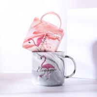 China Nordic Ins Marble Ceramic Cup Set With Golden Flower for sale