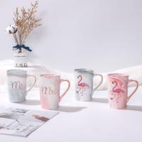 China Nordic Ins Marble Ceramic Cup Set With Golden Flower for sale