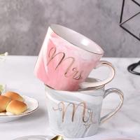 China Nordic Ins Marble Ceramic Cup Set With Golden Flower for sale