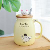 China 3D Ceramic Mug with Lid and Spoon 15oz Creative Milk Coffee Tea Cup Customizable for sale