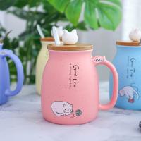 China 3D Ceramic Mug with Lid and Spoon 15oz Creative Milk Coffee Tea Cup Customizable for sale