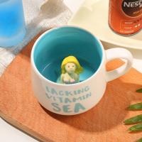 China Creative Ceramic Glaze Coffee Mug 3D Relief Animal Ceramic Cups for sale