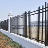 China Outdoor / Indoor Wrought Iron Railing Courtyard Fence Black Finish Painting for sale