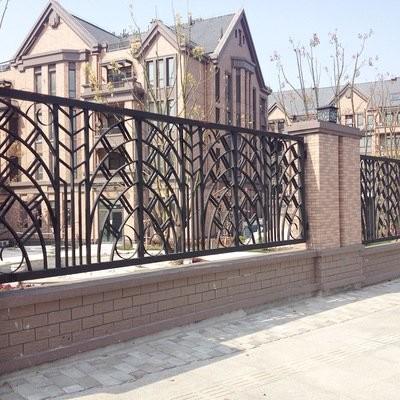 China Family Courtyard Prefab Wrought Iron Fence Panels , Rust Proof Rod Iron Railing for sale