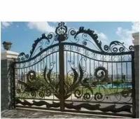 China Residential Decorative Metal Garden Gates Iron Gates Black Powder Coating for sale