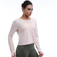 China Cropped Long Sleeve Shirt With Thumb Holes Lightweight Ventilated Stylish for sale