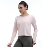 China Cropped Long Sleeve Shirt With Thumb Holes Lightweight Ventilated Stylish for sale