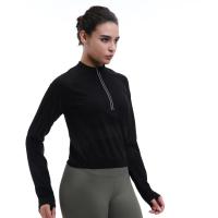 China Quarter Performance Long Sleeve Moisture Wicking Thumbholes Reflective Trim for sale