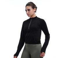 China Quarter Performance Long Sleeve Moisture Wicking Thumbholes Reflective Trim for sale