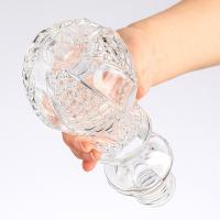 China Glass Small Wine Bottle with Embossed Engraved Mini Liquor Decanter Stopper Lid 50ml 100ml for sale