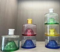 China 250ml 375ml Round Stackable Glass Bottle for Beverage Vodka Whiskey Wine Mini Cute Gin for sale