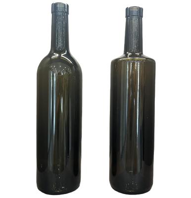 China Clear Red Fruit Bordeaux Round 750ml Wine Bottles with Cork Caps Industrial Beverage for sale
