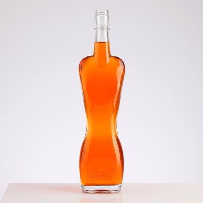 China Glass Collar 500ml 50cl Woman Body Shape Whisky Spirits Rum Bottle with Tamper Evident Cap for sale