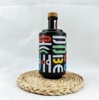 China Liquor Matte Black Glass Gin Bottle 500ml 750ml Sealing Type Cork Frosted Black Spirit for sale