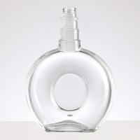 China Glass Round Shape 700ml 750ml Clear Empty Flint Liquor Wine Vodka Tequila Bottle for sale