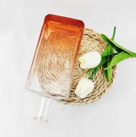 China Industrial Beverage 500ml Clear Flat Square Vodka Wine Glass Bottle with Glass or Cork Lid for sale