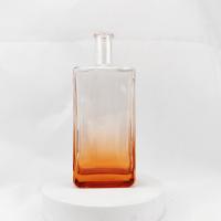 China Industrial Beverage 500ml Clear Flat Square Vodka Wine Glass Bottle with Glass or Cork Lid for sale