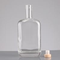 China 750ml 620g Flint Square Engraved Glass Wine Spirit Bottle with Exquisite Craftsmanship for sale