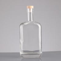 China 750ml 620g Flint Square Engraved Glass Wine Spirit Bottle with Exquisite Craftsmanship for sale