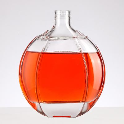 China 500ml 750ml Small Mouth Round Flat Liquor Wine Glass Bottle with Cap OEM/ODM Welcome for sale